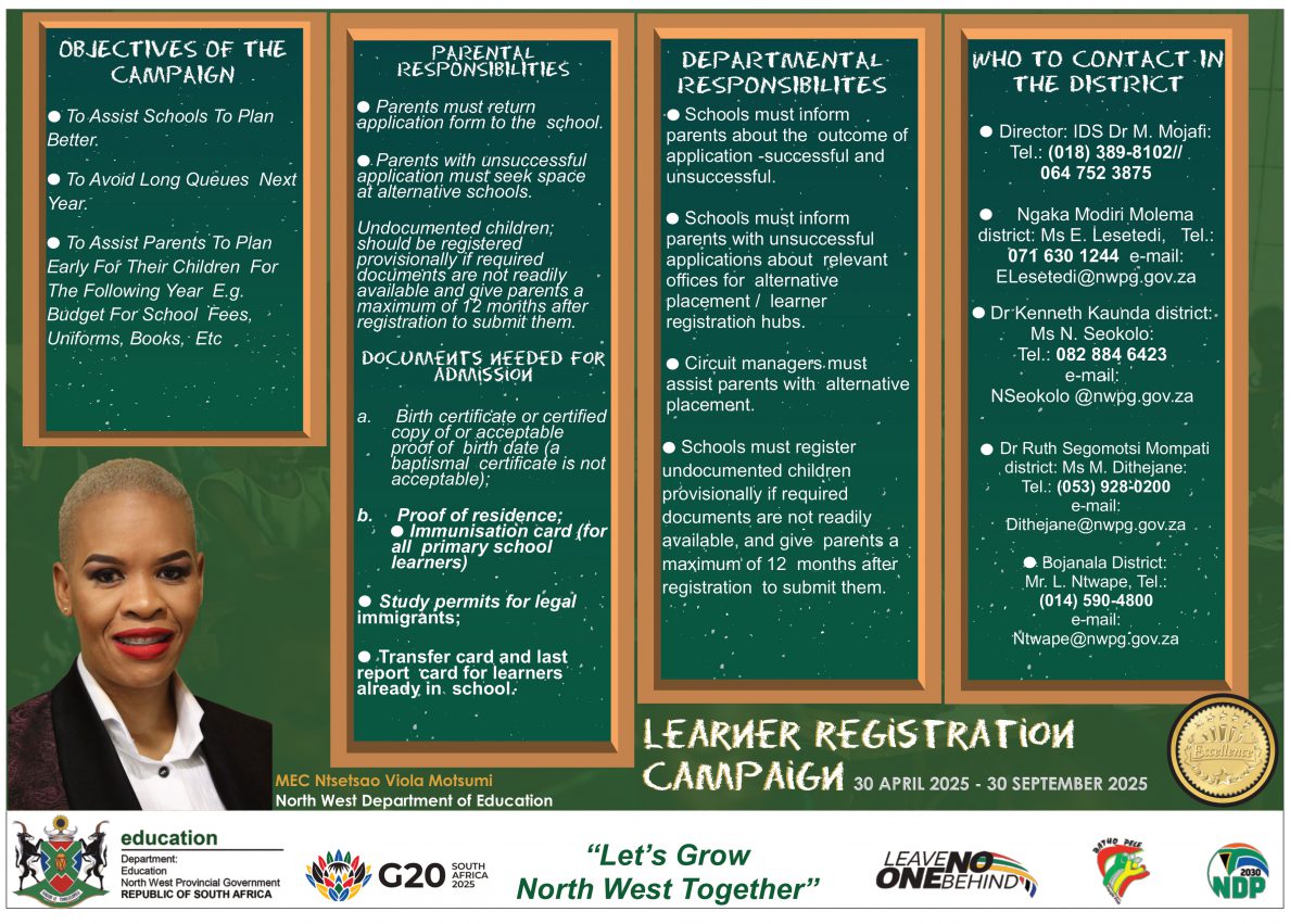 Learner Registration – North West Department of Education